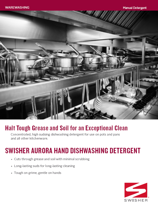 Swisher Aurora Hand Dishwashing Detergent Sell Sheet