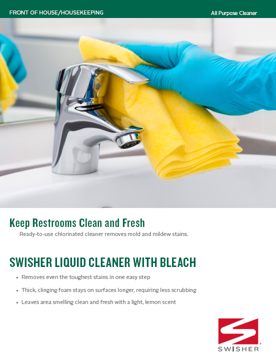 Swisher Liquid Cleaner with Bleach Sell Sheet