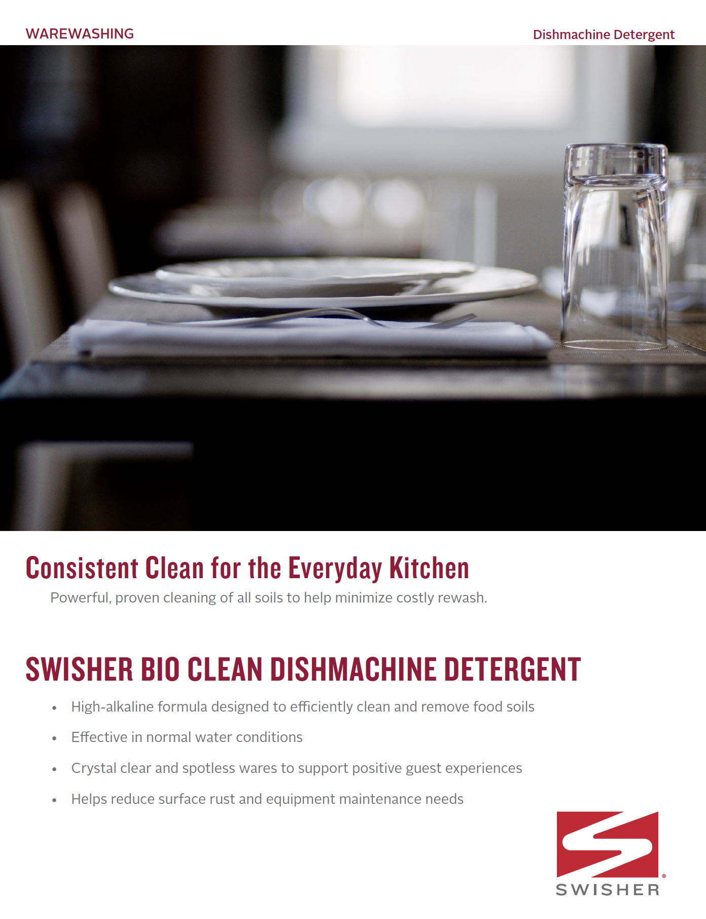 Swisher Bio Clean Dishmachine Detergent Sell Sheet